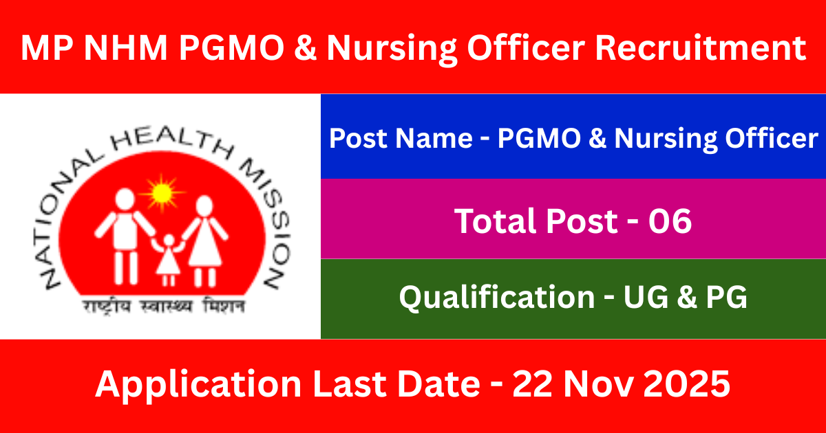 MP NHM PGMO and Nursing Officer Recruitment 2025 Latest Notification Out